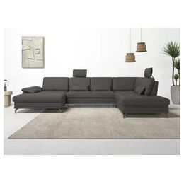 Wohnlandschaft OTTO HOME "Costello U-Form, B: 363 cm mit Sitztiefen-, Armteilverstellung &", braun (mokka), B:363cm H:89cm T:223cm, Luxus-Microfaser (90% Polyester, 10% Polyamid);Samtoptik (100% Polyester), Sofas, Wohnlandschaft, 3 Nierenkissen, optional Bettfunktion & Bettkasten