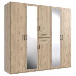 Dreht&uuml;renschrank wimex "Dillingen", beige (viking, oak nachbildung), B:225cm H:208cm T:58cm, Holzwerkstoff, Schr&auml;nke, Dreht&uuml;renschrank, Schubladen auf bequemer Zugriffsh&ouml;he, mit Spiegel