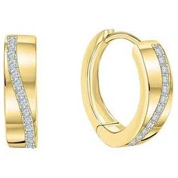 Paar Creolen Firetti "Schmuck Geschenk Gold 375 Ohrschmuck Creole", gold (gelbgoldfarben, kristallwei&szlig;, kristallwei&szlig;), Ohrringe, Damen, 15mm, Gelbgold 375, mit Zirkonia (synth.)