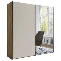 Schwebet&uuml;renschrank Wiemann "Monaco", braun (bianco, eiche, nachbildung), B:197,3cm H:217cm T:67cm, Holzwerkstoff, Kristallglas, Schr&auml;nke, Schwebet&uuml;renschrank, hochwertige Beschl&auml;ge