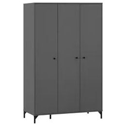 Kleiderschrank Schildmeyer "Smash", grau (anthrazit), B:118,8cm H:191,2cm T:60cm, FSC-zertifizierter Holzwerkstoff, Schr&auml;nke, Kleiderschrank, Dreit&uuml;rig, mit f&uuml;nf Fachb&ouml;den und hochwertigen Metallbeschl&auml;gen