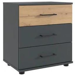 Nachtkommode wimex "Taiga", grau (graphit, artisan), B:52cm H:58cm T:38cm, Holzwerkstoff, Sideboards, mit 3 Schubladen, 52cm breit