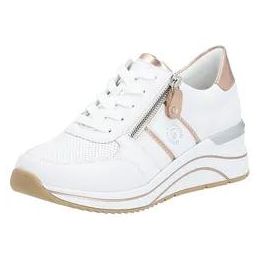 Keilsneaker Remonte, Damen, Gr. 40, wei&szlig; (wei&szlig;, kupfer), Leder, Lederimitat, Schuhe Sneaker, Freizeitschuh, Halbschuh, Schn&uuml;rschuh mit Metallic-Kontrastbes&auml;tzen, Topseller