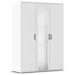 Dreht&uuml;renschrank Rauch "Kleiderschrank Schrank Garderobe W&auml;scheschrank VOYAGER", wei&szlig; (alpinwei&szlig;), B:140cm H:194cm T:53cm, Holzwerkstoff, Schr&auml;nke, Dreht&uuml;renschrank, mit modernen Griffen in Graumetallic und Spiegel