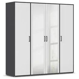 Dreht&uuml;renschrank Rauch "Kleiderschrank Schrank Garderobe W&auml;scheschrank VOYAGER", grau (graumetallic, alpinwei&szlig;), B:187cm H:194cm T:53cm, Holzwerkstoff, Schr&auml;nke, Dreht&uuml;renschrank, mit modernen Griffen in Graumetallic und Spiegel