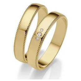 Trauring Firetti "Schmuck Geschenk Gold 375 Hochzeit Ehering "LIEBE" Gr. 60, gold (gelbgoldfarben), Fingerringe, Damen, 60, 0,02 SI = kleine Einschl&uuml;sse mit Brillanten, Gelbgold 585, 4mm, Trauring, Made in Germany, wahlweise mit oder ohne Brillanten