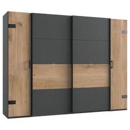 Kleiderschrank wimex "Stockholm, rustikale Optik im Industrial Design, Made in Germany", beige (pl.eichefarben, graphitfarben), B:270cm H:210cm T:65cm, Schr&auml;nke, Kleiderschrank, 270x65x210cm, viel Stauraum durch 2 Kleiderstangen und 10 Einlegeb&ouml;den