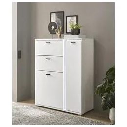 Highboard Home Affaire "LONG ISLAND", wei&szlig;, B:100cm H:125cm T:42cm, Holzwerkstoff, Sideboards, Highboard, in moderner Trendfarbe,inklusive senkrechter Beleuchtung,Breite 100 cm