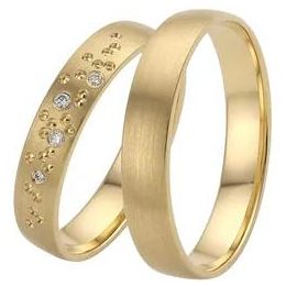 Trauring Firetti "Schmuck Geschenk Gold 375 Hochzeit Ehering "LIEBE" Sterne" Gr. 19, gold (gelbgoldfarben), Fingerringe, Damen, 19, ohne Brillanten, Gelbgold 375, 4mm, Trauring, Made in Germany, wahlweise mit oder ohne Brillanten