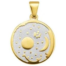 Kettenanh&auml;nger Firetti "Schmuck Geschenk Gold 585 Halsschmuck Himmel Sonne Mond Sterne", silber (gelbgoldfarben, silberfarben), Schmuckanh&auml;nger, Damen, Gelbgold 585, 1,34 g, Kettenanh&auml;nger