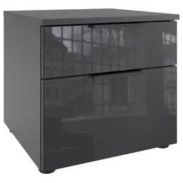 Nachtkommode wimex "Level36 black C by fresh to go", grau (graphit, glas grau), B:41cm H:39cm T:41cm, Holzwerkstoff, Sideboards, Nachttisch mit Glaselementen auf der Front, soft-close Funktion