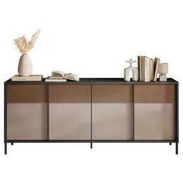 Sideboard Home Affaire "Everest Breite 206 cm, Kommode mit 4 T&uuml;ren", grau (lava, lehmfarben, absetzung mercure (druck)), B:206cm H:86cm T:40cm, Sideboards, Sideboard, Anrichte, Soft/Self Closing, Korpus 22 mm