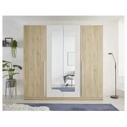 Dreht&uuml;renschrank Schlafkontor "Cano Kleiderschrank, Dreht&uuml;renschrank", wei&szlig; (eiche san remo hell, wei&szlig;, spiegel), B:228cm H:213cm T:62cm, Melamin, Schr&auml;nke, Dreht&uuml;renschrank, Spiegelt&uuml;ren