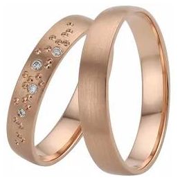 Trauring Firetti "Schmuck Geschenk Gold 375 Hochzeit Ehering "LIEBE" Sterne" Gr. 19, rosa (ros&eacute;goldfarben), Fingerringe, Damen, 19, 0,03 SI = kleine Einschl&uuml;sse mit Brillanten, Ros&eacute;gold 375, 4mm, Trauring, Made in Germany, wahlweise mit oder ohne Brillanten
