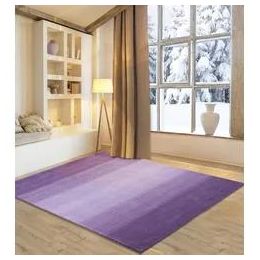 Wollteppich OTTO HOME "Lessach", lila, B:90cm H:14mm L:160cm, Schurwolle, Teppiche, Handweb Teppich, mit modernem Farbverlauf, reine Wolle, handgewebt