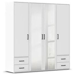 Dreht&uuml;renschrank Rauch "Kleiderschrank Schrank Garderobe W&auml;scheschrank VOYAGER", wei&szlig; (alpinwei&szlig;), B:187cm H:194cm T:53cm, Holzwerkstoff, Schr&auml;nke, Dreht&uuml;renschrank, mit modernen Griffen in Graumetallic, inkl. Schubk&auml;sten und Spiegel