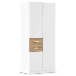 Dreht&uuml;renschrank Rauch "Kleiderschrank Schrank Garderobe MAIKA mit Dekor-Front", wei&szlig; (alpinwei&szlig;, eiche artisan), B:91cm H:210cm T:54cm, Holzwerkstoff, Schr&auml;nke, Dreht&uuml;renschrank, 2 Schubladen, in verschiedenen Breiten, H&ouml;hen, Farben, MADE IN GERMANY