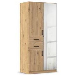 Dreht&uuml;renschrank Rauch "Maika", braun (eiche artisan), B:91cm H:197cm T:54cm, Holzwerkstoff, Schr&auml;nke, Dreht&uuml;renschrank, mit Spiegel, 2 Schubladen, in verschiedenen Breiten, H&ouml;hen und Farben
