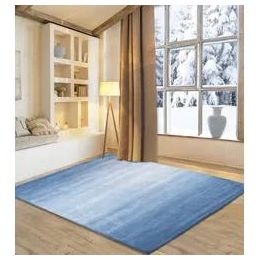 Wollteppich OTTO HOME "Lessach", blau, B:140cm H:14mm L:200cm, Schurwolle, Teppiche, Handweb Teppich, mit modernem Farbverlauf, reine Wolle, handgewebt