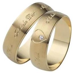 Trauring Firetti "Schmuck Geschenk Gold 375 Hochzeit Ehering Trauring "Ich liebe Dich" Gr. 18, gold (gelbgoldfarben), Fingerringe, Damen, 18, 0,01 SI = kleine Einschl&uuml;sse mit Brillant, Gelbgold 375, 6mm, Trauring, Made in Germany, wahlweise mit oder ohne Brillant