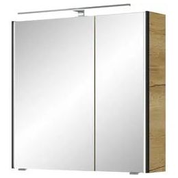 Spiegelschrank SAPHIR "Serie 7045 Badezimmer-Spiegelschrank inkl. LED-Beleuchtung, 2 T&uuml;ren", braun (halifax eiche quer nachbildung), B:73,2cm H:70,3cm T:17cm, Holzwerkstoff, Schr&auml;nke, Spiegelschrank, Badschrank 73,2 cm breit, inkl. LEDplus Schalter und T&uuml;rd&auml;mpfer