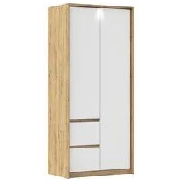 Dreht&uuml;renschrank Rauch "Mainz mit Passepartout", wei&szlig; (eiche artisan, alpinwei&szlig;), B:96cm H:212cm T:58cm, Holzwerkstoff, Schr&auml;nke, Dreht&uuml;renschrank, optional mit Beleuchtung, Au&szlig;ent&uuml;ren mit Push-to-Open Funktion