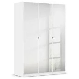 Dreht&uuml;renschrank Rauch "Reflect", wei&szlig; (alpinwei&szlig;), B:136cm H:197cm T:54cm, Holzwerkstoff, Schr&auml;nke, Dreht&uuml;renschrank, mit Spiegelfront, inkl. praktischer Inneneinteilung und Stoffboxen-Set