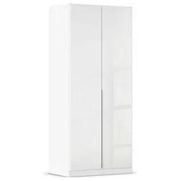 Dreht&uuml;renschrank OTTO HOME "Kleiderschrank Kleiderschr&auml;nke Schrank Garderobe AGORDO mit Glasfront", wei&szlig; (alpinwei&szlig;, glas kristallwei&szlig;), B:91cm H:210cm T:54cm, Holzwerkstoff, Schr&auml;nke, Dreht&uuml;renschrank, durchdachte Innenausstattung, in 8 Breiten und 2 H&ouml;hen MADE IN GERMANY