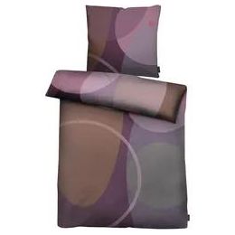Bettw&auml;sche Apelt "Giro GOTS", lila (aubergine), B/L: 135cm x 200cm, 1 Stk., 1 Stk., Satin (Bio-Baumwolle), B/L: 80cm x 80cm, 2 Stk., Satin (Bio-Baumwolle), Obermaterial: 100% Baumwolle, Bettw&auml;sche, Bettw&auml;sche, grafische Motive