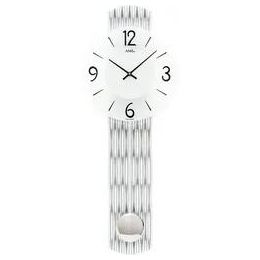 Pendelwanduhr AMS, silber (silberfarben), Wanduhren, B/H/L: 23cm x 6cm x 62cm, Quarzuhr,Holzgeh&auml;use,Esszimmer,Wohnzimmer,Made in Germany
