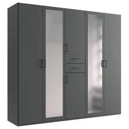 Dreht&uuml;renschrank wimex "Dillingen", grau (graphit), B:225cm H:208cm T:58cm, Holzwerkstoff, Schr&auml;nke, Dreht&uuml;renschrank, Schubladen auf bequemer Zugriffsh&ouml;he, mit Spiegel