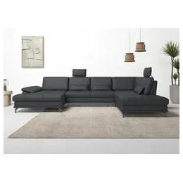 Wohnlandschaft OTTO HOME "Costello U-Form, B: 363 cm mit Sitztiefen-, Armteilverstellung &", schwarz, B:363cm H:89cm T:223cm, Luxus-Microfaser (90% Polyester, 10% Polyamid);Samtoptik (100% Polyester), Sofas, Wohnlandschaft, 3 Nierenkissen, optional Bettfunktion & Bettkasten