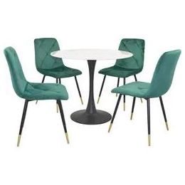 Sitzgruppe, gr&uuml;n, B:45cm H:85cm T:54cm, Polyester, HOFMANN LIVING AND MORE, Sitzm&ouml;bel-Sets, Esszimmer-Set Essgruppe