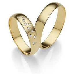 Trauring Firetti "Schmuck Geschenk Gold 375 Hochzeit Ehering "LIEBE" Gr. 69, gold (gelbgoldfarben), Fingerringe, Damen, 69, 0,08 SI = kleine Einschl&uuml;sse mit Brillanten, Gelbgold 375, 4,5mm, Trauring, Made in Germany, wahlweise mit oder ohne Brillanten