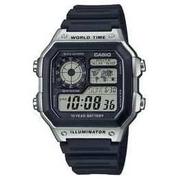 Chronograph, schwarz (schwarz, silberfarben), Casio TIMELESS COLLECTION, Armbanduhren, Herren, Chronograph, Quarzuhr, Armbanduhr, Herrenuhr, Digitaluhr, bis 10 bar wasserdicht
