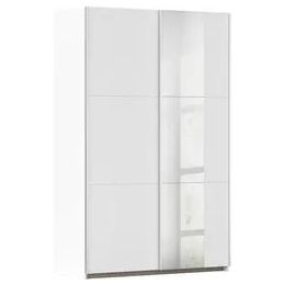Schwebet&uuml;renschrank Rauch "Kleiderschrank Dreht&uuml;renschrank Schrank Garderobe KRONACH TOPSELLER", wei&szlig; (alpinwei&szlig;, griffleisten alu, 1 spiegel), B:131cm H:210cm T:59cm, Holzwerkstoff, Schr&auml;nke, Schwebet&uuml;renschrank, optional ohne, mit 1 oder 2 Spiegel, viel Stauraum MADE IN GERMANY