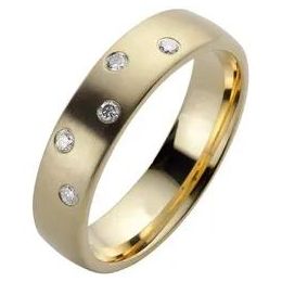 Trauring Firetti "Schmuck Geschenk Gold 585 Hochzeit Ehering Trauring "LIEBE" Sterne" Gr. 19, gold (gelbgoldfarben), Fingerringe, Damen, 19, 0,1 SI = kleine Einschl&uuml;sse mit Brillanten, Gelbgold 585, 5mm, Trauring, Made in Germany, wahlweise mit oder ohne Brillanten