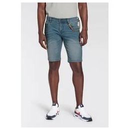 Jeansshorts Bruno Banani, Herren, Gr. 30, L&auml;nge 32, blau (light blau u), Denim/Jeans, Obermaterial: 70% Baumwolle, 28% Polyester, 2% Elasthan, gerade kurz, Jeans Jeansshorts, bequemer Sitz, gerade Beinform, mit praktischen Taschen