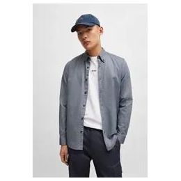 Businesshemd BOSS ORANGE "Rickert", Herren, Gr. M, N-Gr, blau (navy418), Web, Obermaterial: 100% Baumwolle, unifarben, regular fit, hoch geschlossener Ausschnitt, eingesetzt Manschette mit Kn&ouml;pfen, Hemden, mit Button-down-Kragen