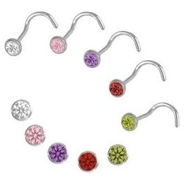 Nasenpiercing-Set Firetti "Multipack Schmuck Geschenk Silber 925 Piercing Nasenstecker", bunt (silberfarben, rosa, lila, rot, gr&uuml;n, wei&szlig;, rosa, lila, rot, gr&uuml;n), Piercings, Damen, 2mm, Silber 925 (Sterlingsilber), mit Zirkonia (synth.)