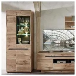Vitrine Innostyle "BELLANO", braun (front: viking oak nature mdf, korpus: au&szlig;en viking oak nature nachbidlungen, innen graphit nachbildung), B:80cm H:202cm T:38cm, Dekorfolie, Holzwerkstoff, MDF, Schr&auml;nke, Vitrine, Viking Oak Nature