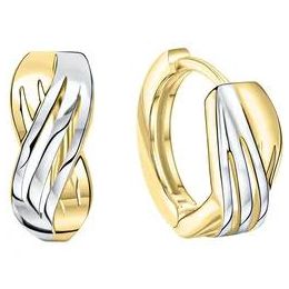 Paar Creolen Firetti "Schmuck Geschenk Gold 375 Ohrschmuck Creole", gold (gelbgoldfarben, wei&szlig;goldfarben), Ohrringe, Damen, 12mm, Gelbgold 375