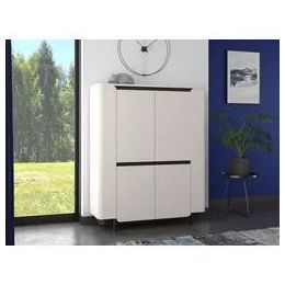 Vitrine FORTE "Vodol", beige (sand, schwarz), B:130,3cm H:161,1cm T:44,8cm, Holzwerkstoff, Schr&auml;nke, Vitrine, Highboard, Soft Close, ABS Kanten