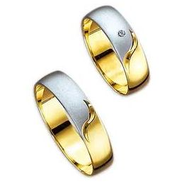 Trauring Firetti "Schmuck Geschenk Gold 375 Hochzeit Ehering Trauring "LIEBE" Gr. 21, gold (gelbgoldfarben, wei&szlig;goldfarben), Fingerringe, Damen, 21, 0,01 SI = kleine Einschl&uuml;sse mit Brillant, Gelbgold 585, 5mm, Trauring, Made in Germany, wahlweise mit oder ohne Brillant