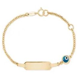 Goldarmband Amor "Evil Eye", bunt (gelbgoldfarben, blau, schwarz, wei&szlig;, blau), Armb&auml;nder, M&auml;dchen, 14cm, Gelbgold 375, Goldarmband, mit Glasstein