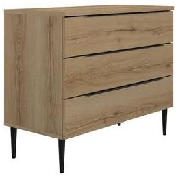 Kommode GAMI "Kommode 3 Schubladen", braun (eiche helvezia), B:95cm H:78cm T:45cm, Spanplatte, Sideboards, Kommode