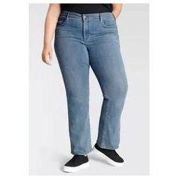 Levi's Bootcut-Jeans LEVI'S PLUS "315", Damen, Gr. 22 (54), L&auml;nge 30, blau (mid, blau, used), Denim/Jeans, Obermaterial: 60% Baumwolle, 23% Viskose, 16% Polyester, 1% Elasthan, bootcut fit lang, Jeans, Shaping