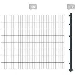 Einstabmattenzaun Arvotec "ESSENTIAL 160 zum Einbetonieren", grau (anthrazit), H:160cm, Kunststoff, Stahl, Zaunelemente, Zaunh&ouml;he 160 cm, Zaunl&auml;nge 2 - 60 m