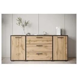 Sideboard Home Affaire "BOGOTA", braun (eichefarbe votan), B:150cm H:68cm T:36,4cm, Sideboards, Sideboard, moderne Kommode, Schubladenschrank mit verstellbaren Einlegeb&ouml;den