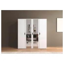 Dreht&uuml;renschrank Rauch "Kleiderschrank Schrank Garderobe W&auml;scheschrank NARAI mit Spiegel", wei&szlig; (alpinwei&szlig;), B:187cm H:194cm T:53cm, Holzwerkstoff, Schr&auml;nke, Dreht&uuml;renschrank, Griffausfr&auml;sungen f&uuml;r eine grifflose Optik TOPSELLER MADE IN GERMANY